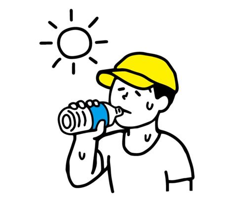熱中症対策で水分補給する男性のイラスト 無料イラスト素材｜素材ラボ