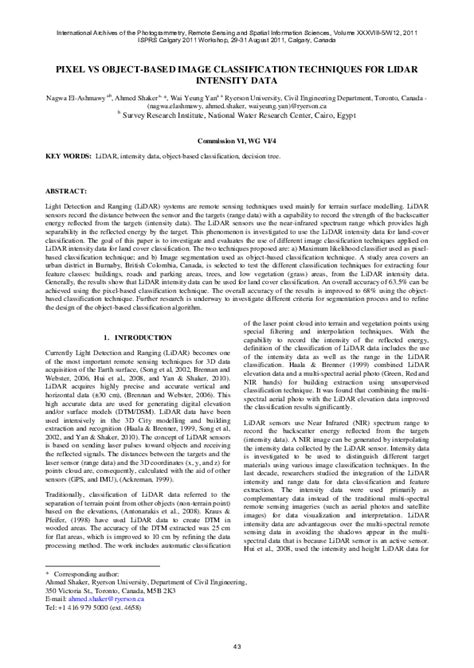pdf pixel vs object based image classification techniques for lidar