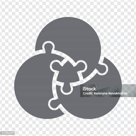 회색의 간단한 아이콘 서클 퍼즐 세 가지 요소의 간단한 아이콘 퍼즐과 디자인 응용 프로그램 Ui에 대한 투명한 배경에 중심 Eps10 0명에 대한 스톡 벡터 아트 및 기타