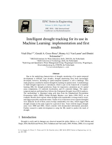 Pdf Intelligent Drought Tracking For Its Use In Machine Learning Implementation And First Results