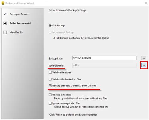 Selective Vault Database Backup Process