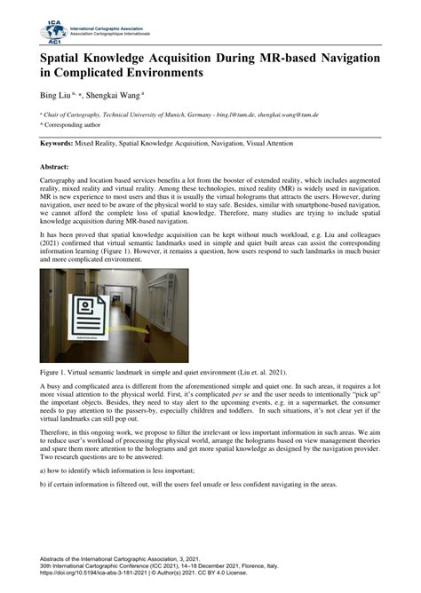 Pdf Spatial Knowledge Acquisition During Mr Based Navigation In