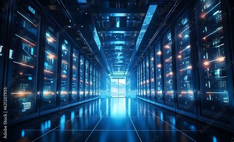 Rack Housing Server Data Storage Hardware Binary Code Tunnel