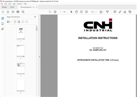 CASE CX250D OIL SAMPLING KIT INSTALLATION INSTRUCTIONS MANUAL 47789084 PDF DOWNLOAD