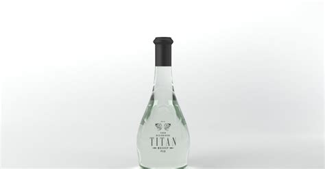 Титан 3d рендеринг макета бутылки на белом фоне