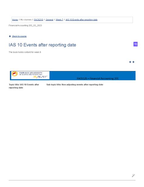 Ias 10 Events After Reporting Date Non Adjusting Events Home My Courses Fac621s General