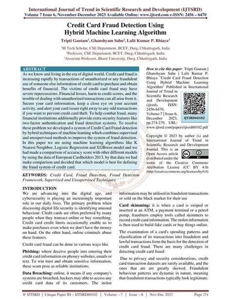 Credit Card Fraud Detection Using Hybrid Machine Learning Algorithm Pdf