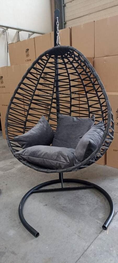 Градинска люлка тип яйце със специална плетка ЧЕРНО Мебели за градината Хасково Град