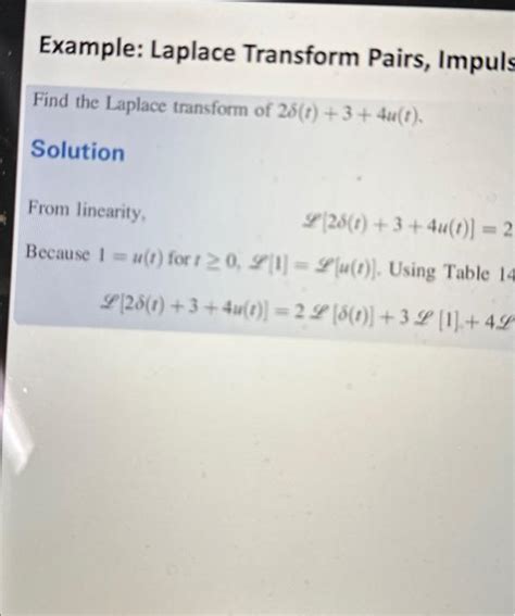 Solved Example Laplace Transform Pairs Impuls Find The
