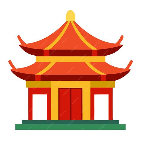아시아의 집 정면 터 일러스트레이션 프리미엄 Ai 생성 벡터