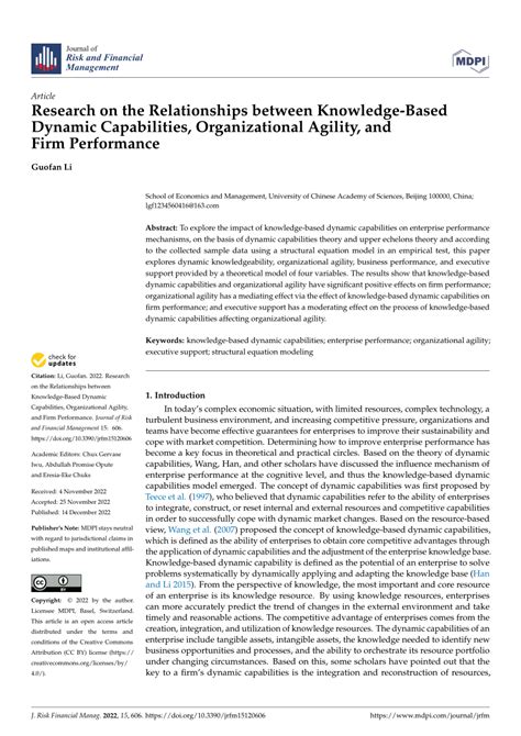 Pdf Research On The Relationships Between Knowledge Based Dynamic Capabilities Organizational