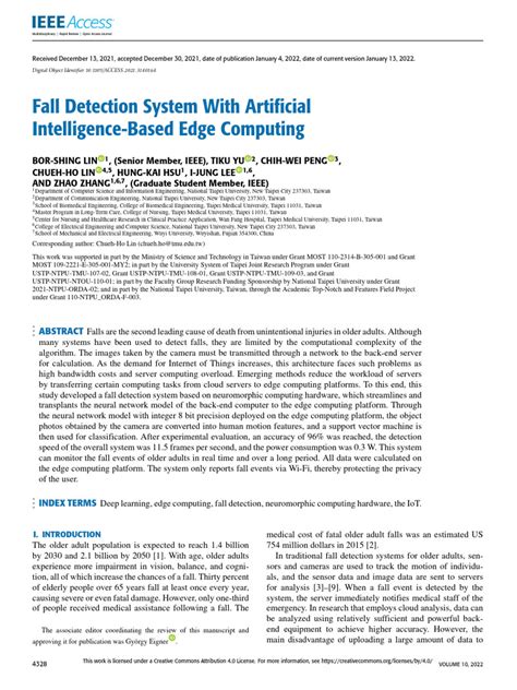 fall detection system with artificial intelligence based edge computing