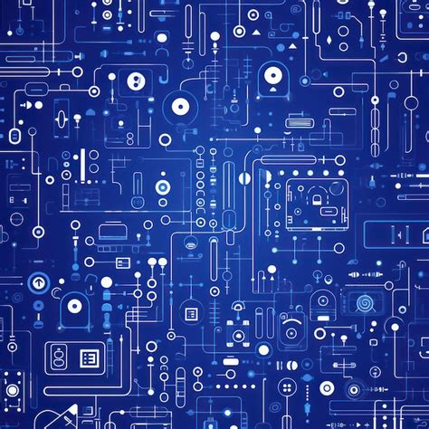 Premium Photo Indigo Abstract Technology Background Using Tech Devices And Icons Thin Line