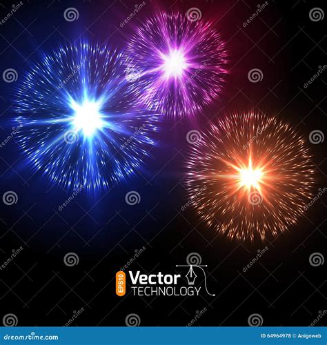 Realistic Vector Fireworks Stock Vector Illustration Of Fire
