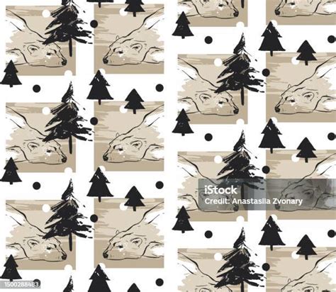 손으로 그린 벡터 추상적인 메리 크리스마스 매끄러운 패턴은 파스텔 배경에 고립된 눈 위에 놓여 있는 북극 흰색 북극곰과 함께 한다 직물 및 포장지 패턴 저널링 12월에 대한