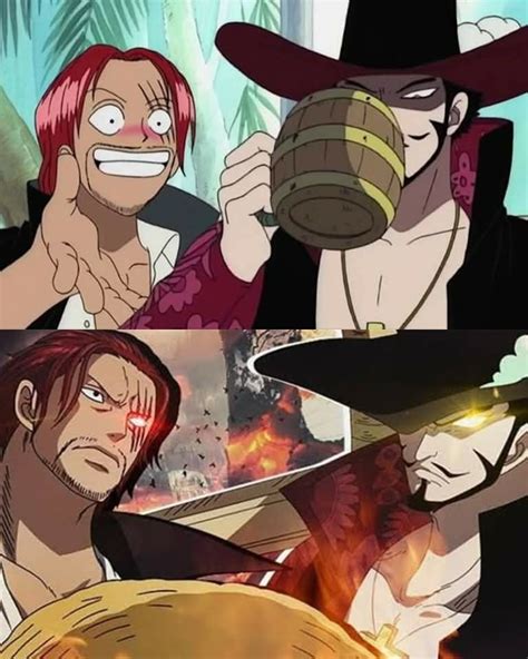 สารานุกรมวันพีซ แชงค์สกับมิฮอร์คน่าจะเป็นตัวอย่างของคำว่า คุณหัวเราะในวันที่ผมเอาฮา แล้วคุณจะ