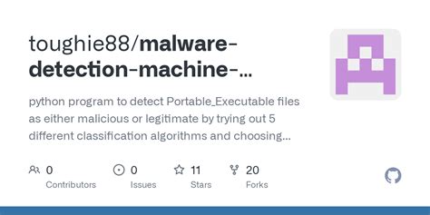 GitHub Toughie Malware Detection Machine Learning Approach Python Program To Detect