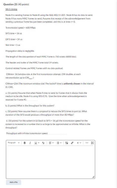 Solved Wi Fi Timing Node A Is Sending Frames To Node B Using