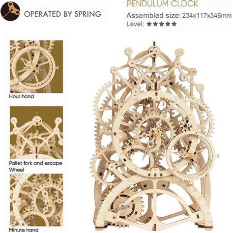 Rokr Lk501 Pendulum Clock 3d Wooden Puzzle Kit