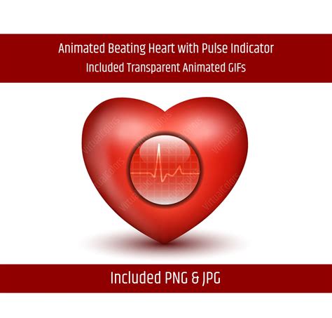 Animated Beating 3d Heart With Pulse  Animated Icon Medical Love Heart Pulse Indicator