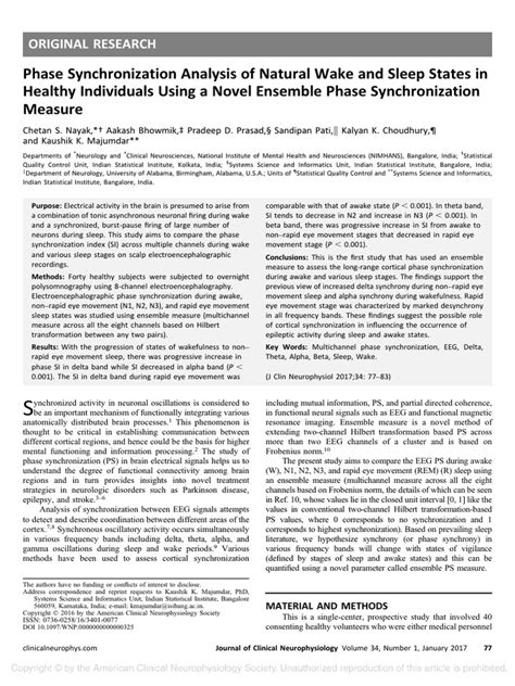 Phase Synchronization Analysis Of Natural Wake And Sleep States In Healthy Individuals Using A
