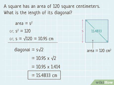 How To Find The Diagonal Of A Square Using Its Area Steps
