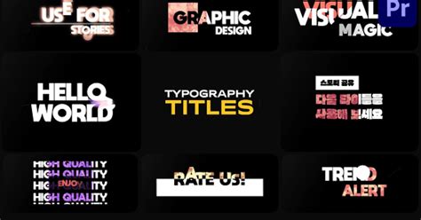 Типографические издания для Premiere Pro Заголовки Включая 2d и яркий Envato Elements