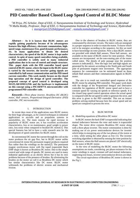 Pdf Pid Controller Based Closed Loop Speed Control Of Bldc Motor Dokumentips