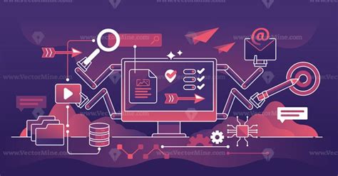 Marketing Automation And Digital Ai Content Ads Creation Outline Concept Vectormine