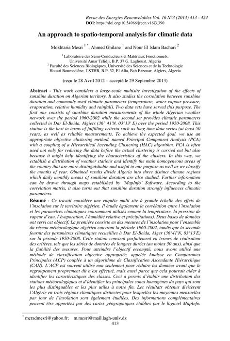 Pdf An Approach To Spatio Temporal Analysis For Climatic Data