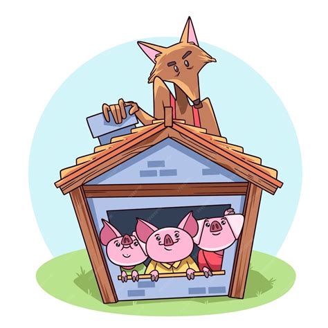 세 마리의 작은 돼지 그림 무료 벡터