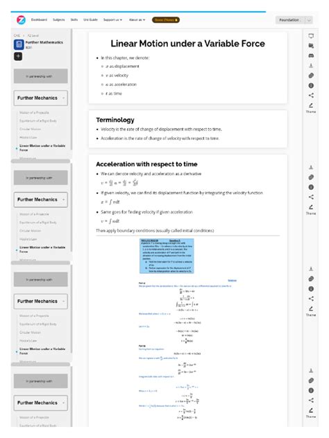 9231 Further Pure 1 Linear Motion Under Variable Force Pdf