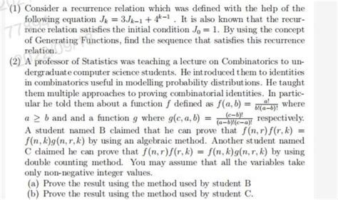 Solved 1 Consider A Recurrence Relation Which Was Defined