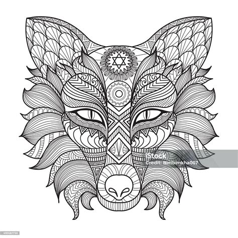 หน้าระบายสีสุนัขจิ้งจอก ภาพประกอบสต็อก ดาวน์โหลดรูปภาพตอนนี้ 2015 Tangle Pattern กระดาษ