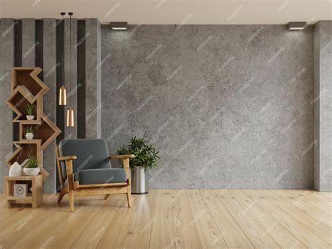 Premium Photo Living Room Interior Style Loft With Armchair On Empty