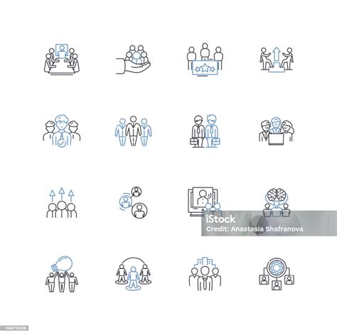 관리 팀 줄 아이콘 컬렉션입니다 조정 효율성 커뮤니케이션 협업 실행 조직 멀티태스킹 벡터 및 선형 그림 지원 관리 리더십 개요 표지판 세트 가계에 대한 스톡 벡터 아트 및