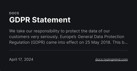 Gdpr Statement