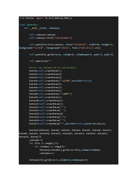 Creación De Una Interfaz Gráfica De Usuario Para Una Calculadora Básica Utilizando Tkinter Pdf