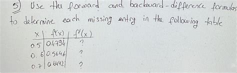 Solved Use The Forward And Backward Difference Formulas To