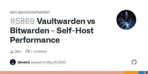 Vaultwarden Vs Bitwarden Self Host Performance · Dani Garcia Vaultwarden · Discussion 5869