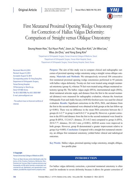 Pdf First Metatarsal Proximal Opening Wedge Osteotomy For Correction Of Hallux Valgus