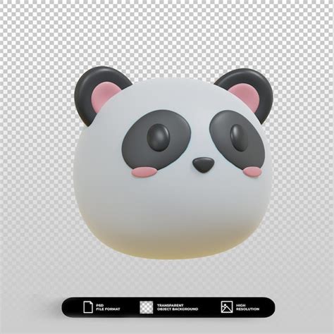 Premium Psd 3d Render Cute Panda Face Minimalist Illustration