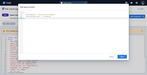 ingest using sql imply