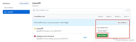 利用github Action运行latexdiff，在overleaf上自动生成修订文件 Overleaf修订 Csdn博客