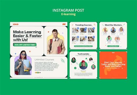 Free Psd E Learning Concept Instagram Posts