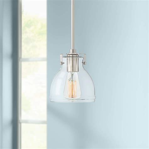 Possini Euro Bellis 6 1 2 Wide Nickel And Clear Glass Mini Pendant