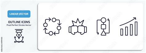Vetor De Startup Stategy And Outline Icons Set Startup Stategy And Thin Line Icons Pack