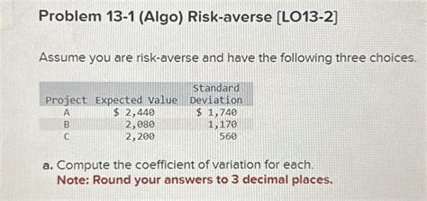 Solved Problem Algo Risk Averse LO Assume You Chegg Com