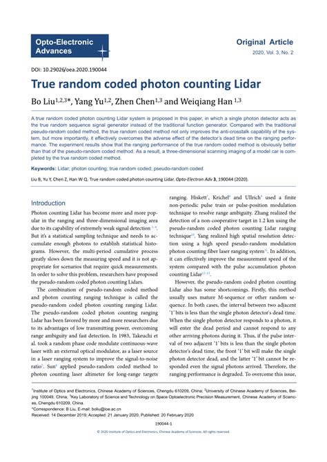 Pdf True Random Coded Photon Counting Lidar