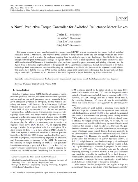 A Novel Predictive Torque Controller For Switched Reluctance Motor Drives